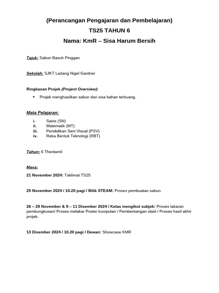 Ringkasan Projek Ts25 Untuk Pembentangan | PDF