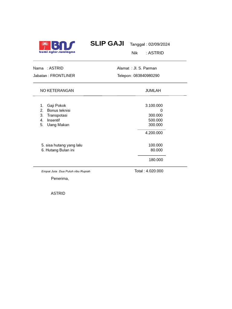 SLIP GAJI-1 | PDF