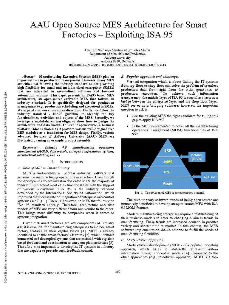 Open Source MES Architecture Using ISA 95 | PDF | Databases | System