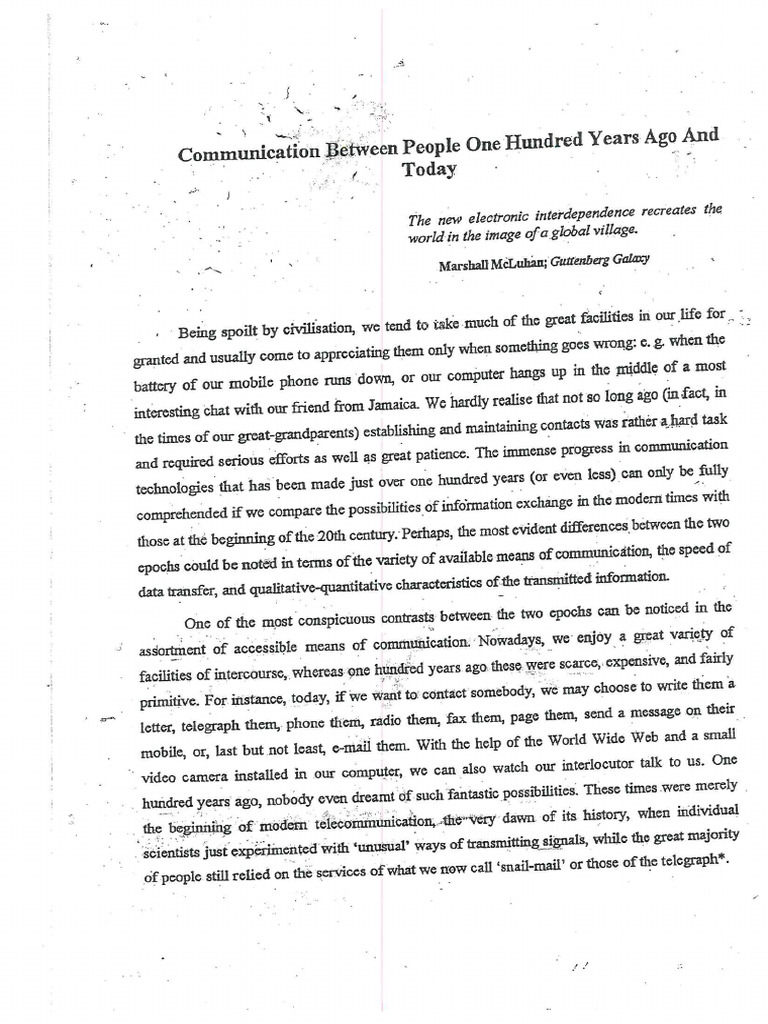 Communication Years Ago Vs Today | PDF