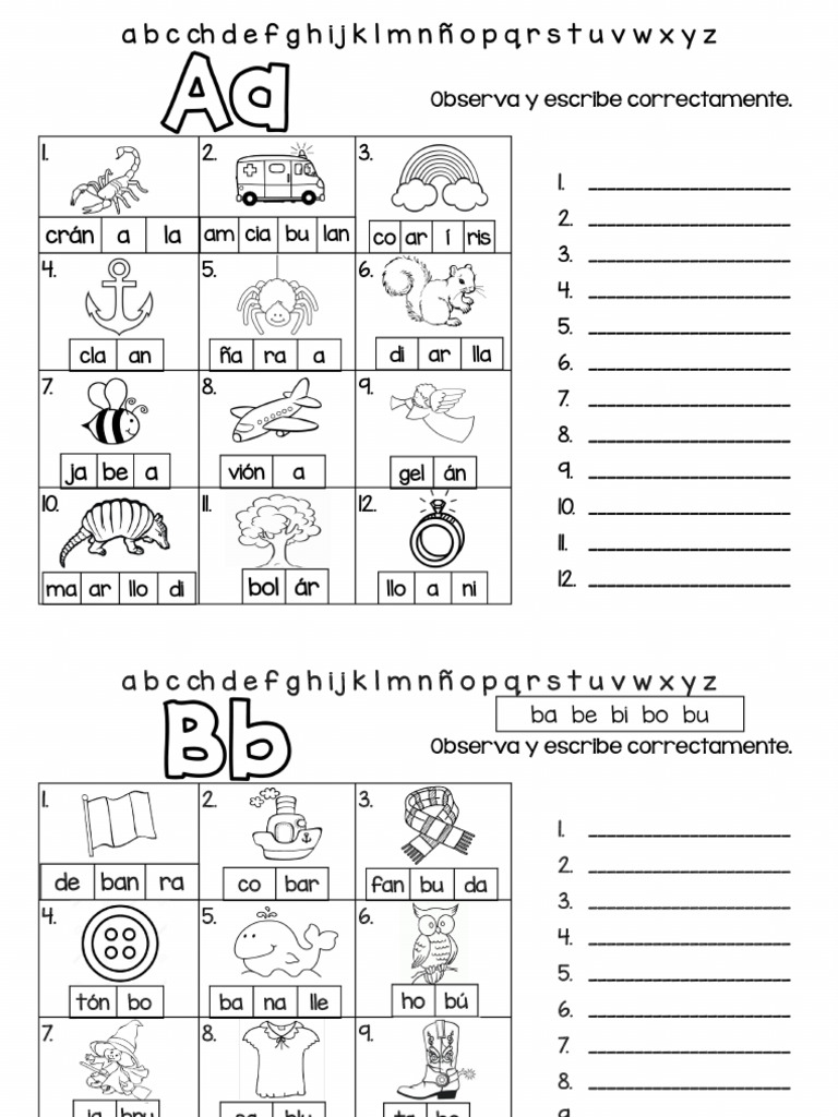 Fichas de Lectoescritura para Ordenar Palabras | PDF