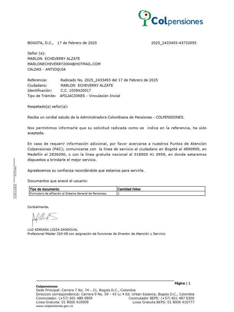 Carta Afiliación | PDF