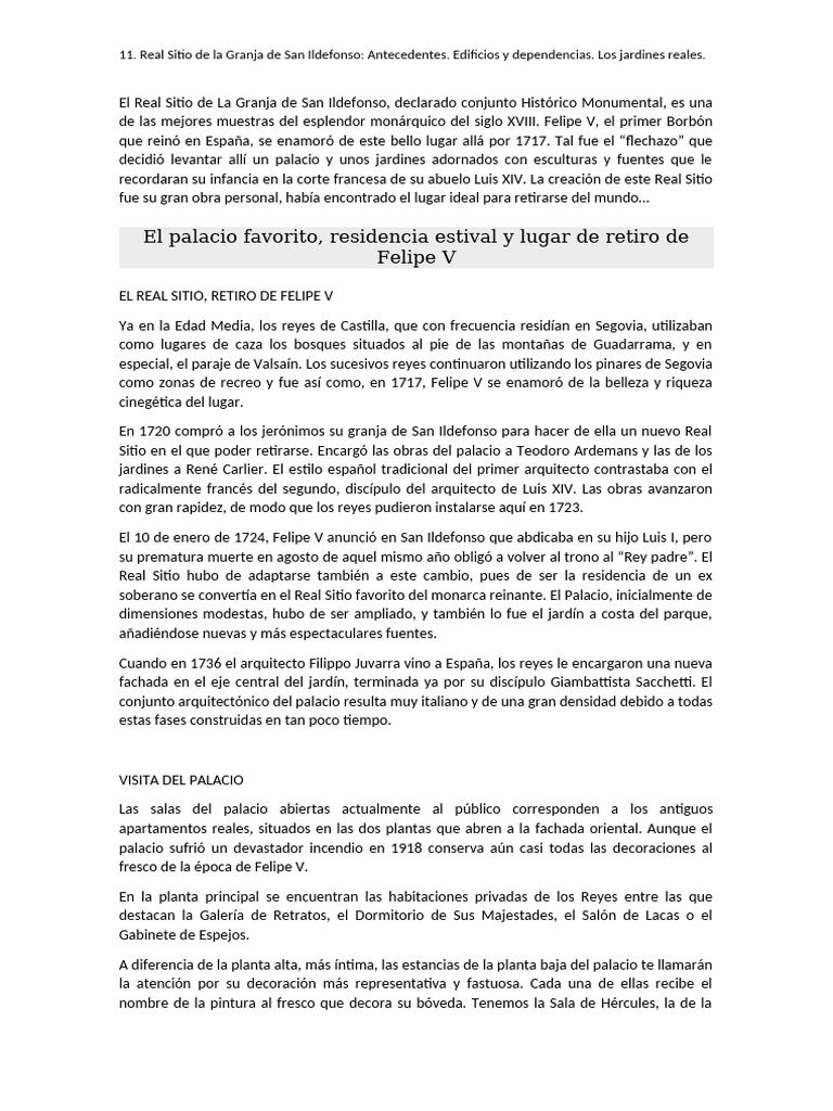 Historia del Real Sitio de La Granja | PDF