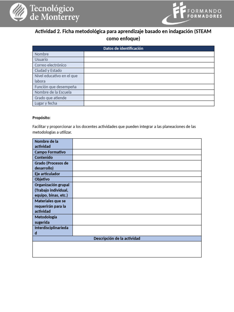 Hoja de Trabajo Actividad Fichero STEAM | PDF