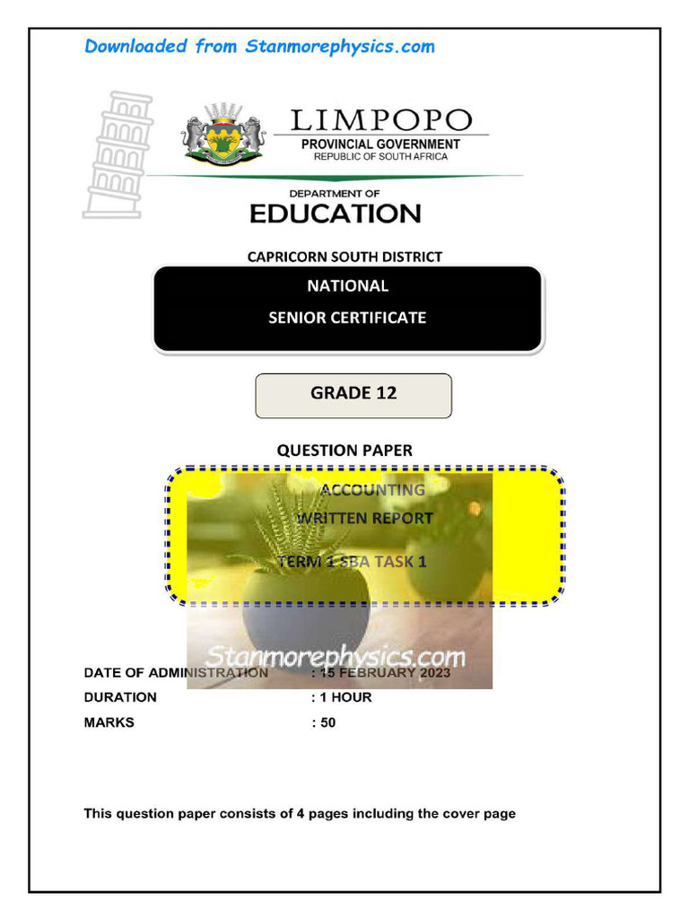 LP CS Accounting Grade 12 REPORT Term 1 of 2023 and Memo | PDF