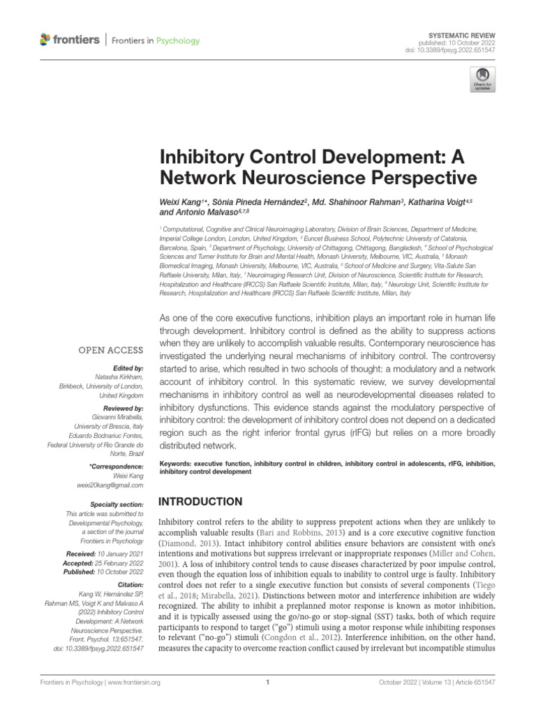 Inhibitory Control Development | PDF | Cingulate Cortex | Frontal Lobe