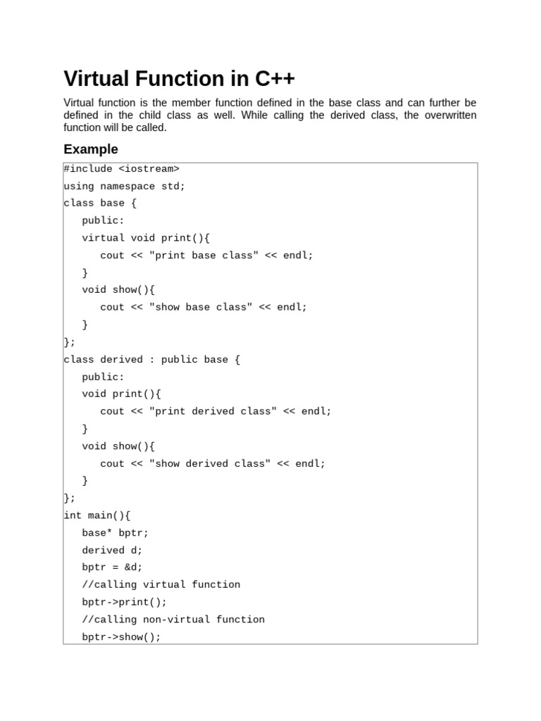 7. Virtual Functions | PDF
