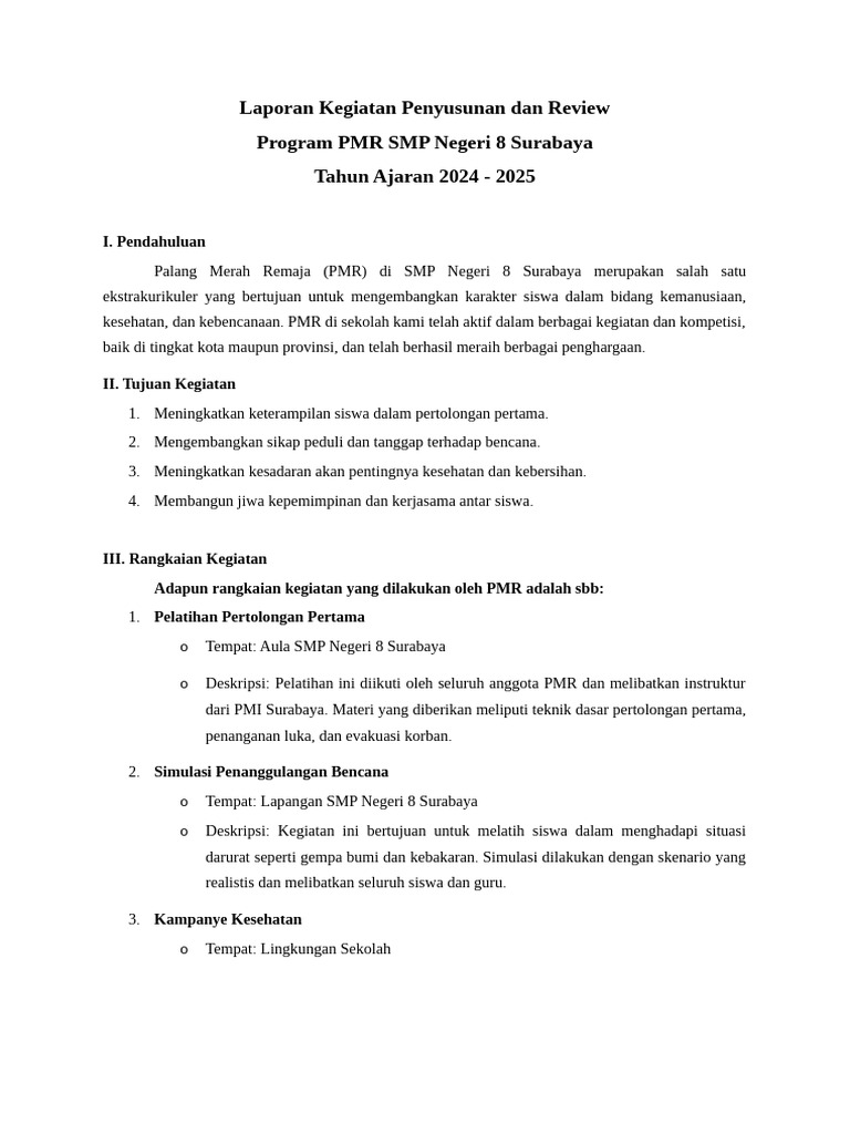 Laporan Kegiatan Penyusunan Dan Review PMR | PDF