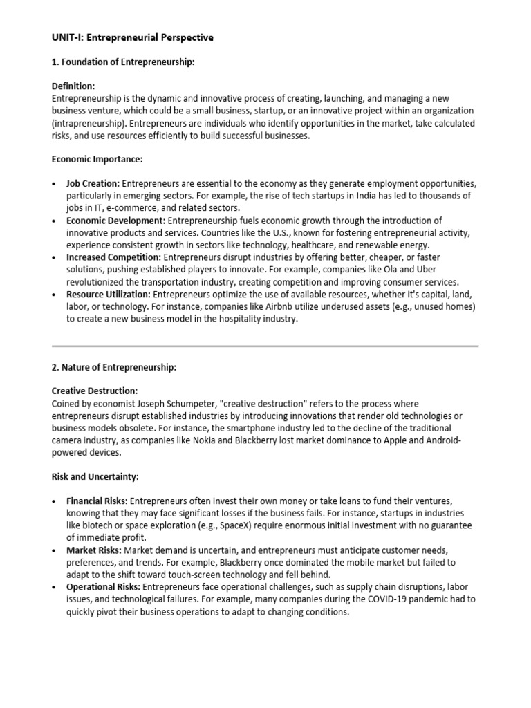 ENTREPRENEURSHIP_notes | PDF | Entrepreneurship | Partnership