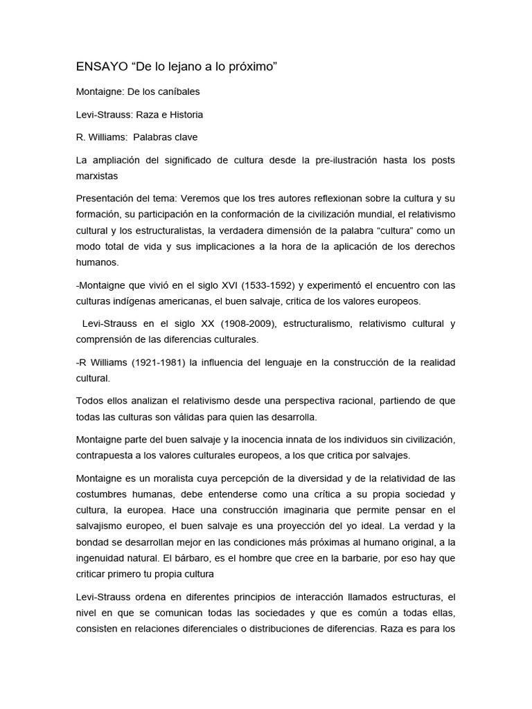 ENSAYO ANTROP S C Prueba Evaluacion Continua | PDF | Relativismo ...