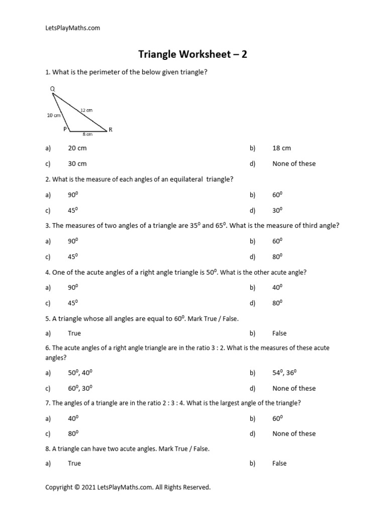 Class-6-Triangle-Worksheet-2 | PDF | Triangle | Classical Geometry