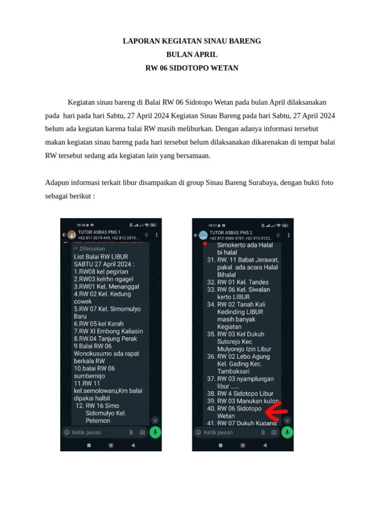 Kegiatan Sinau Bareng April 2024 RW 06 | PDF