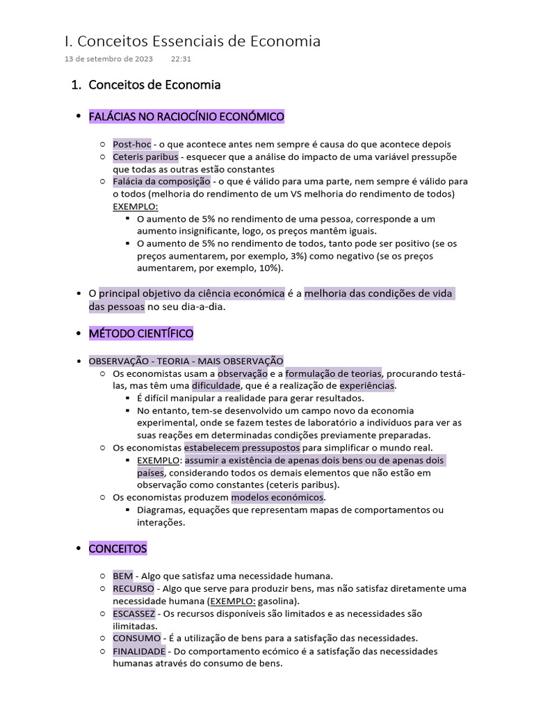 I. Conceitos Essenciais de Economia | PDF | Economia | Mercado (economia)