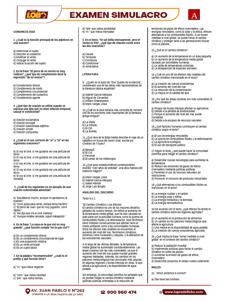 SIMULACRO 6 AREA A | PDF | Las bacterias | Agua