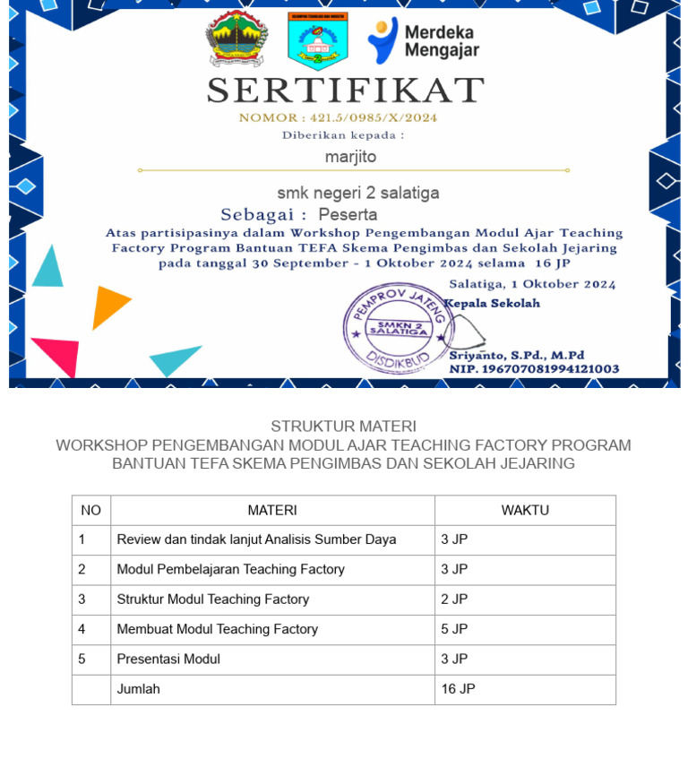 Workshop Pengembangan Modul Tefa | PDF