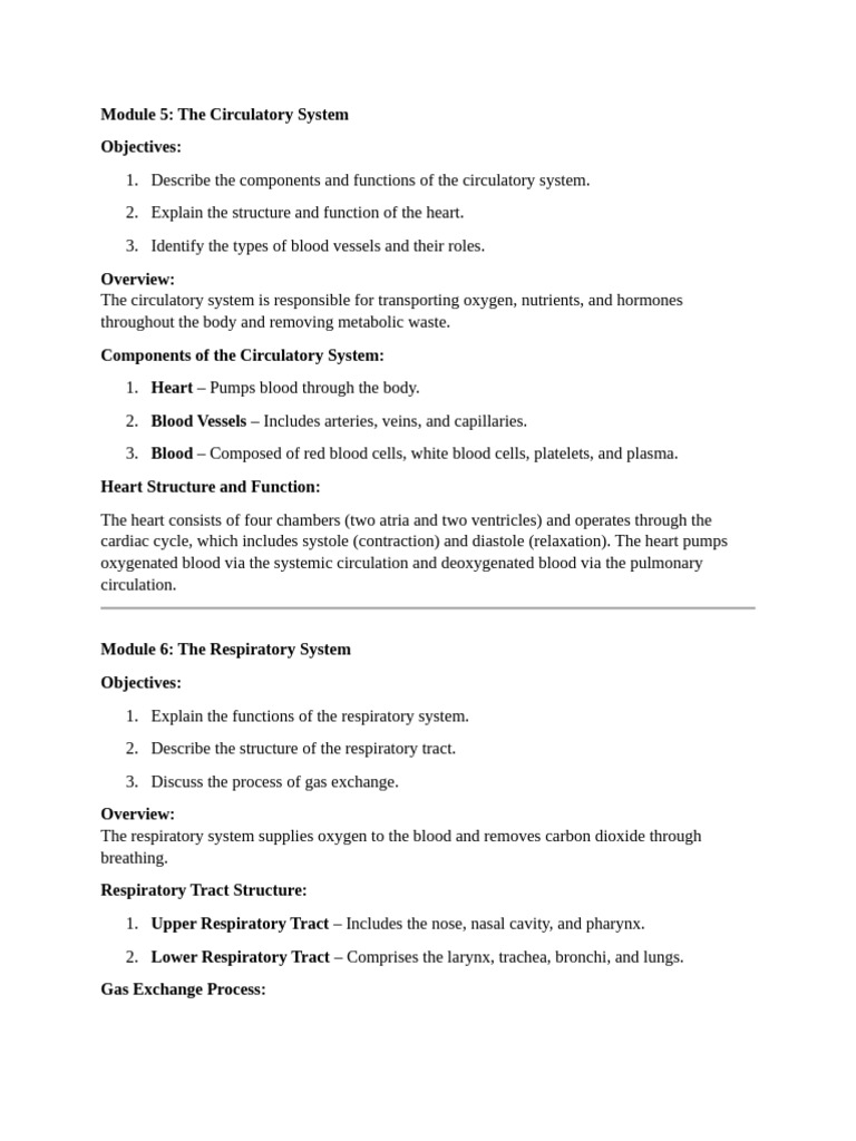 Grade 9: Circulatory & Respiratory Systems | PDF
