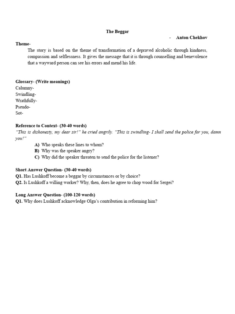 Assignment- The Beggar (1) | PDF