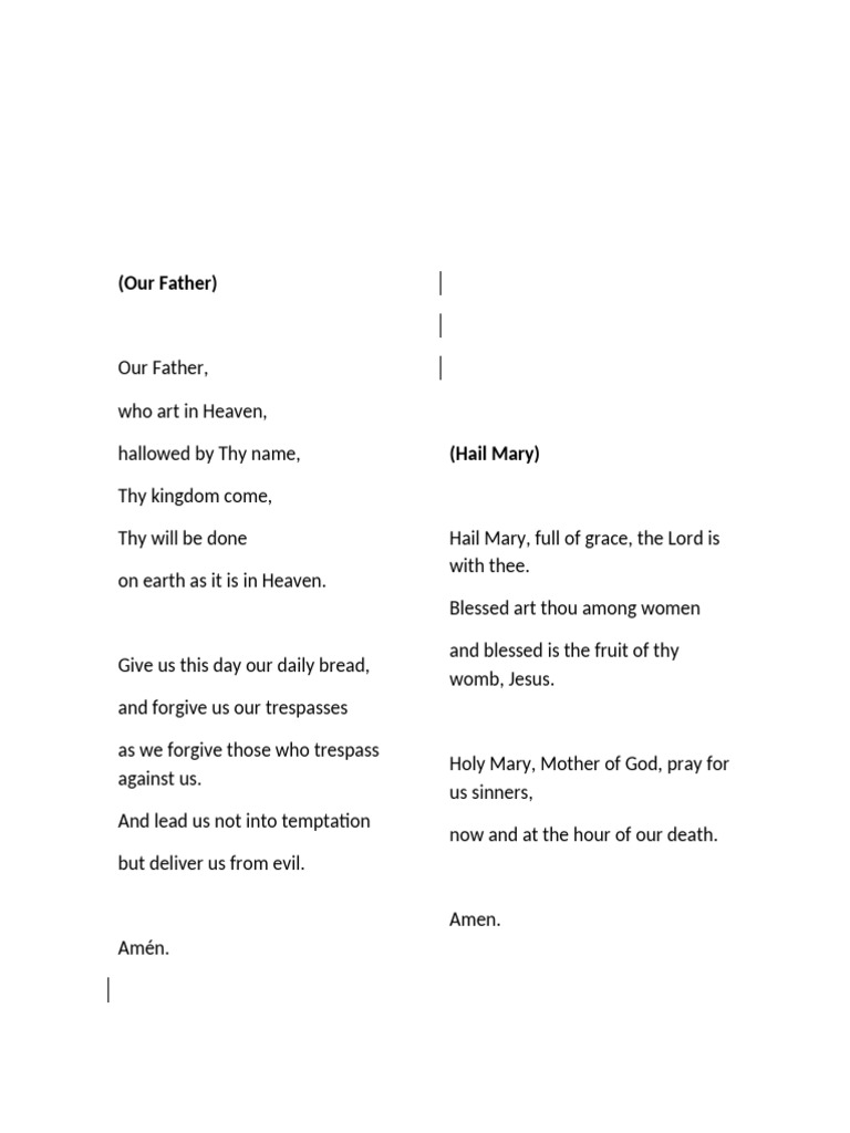 Christian Prayer Our Father Hail Mary Pdf