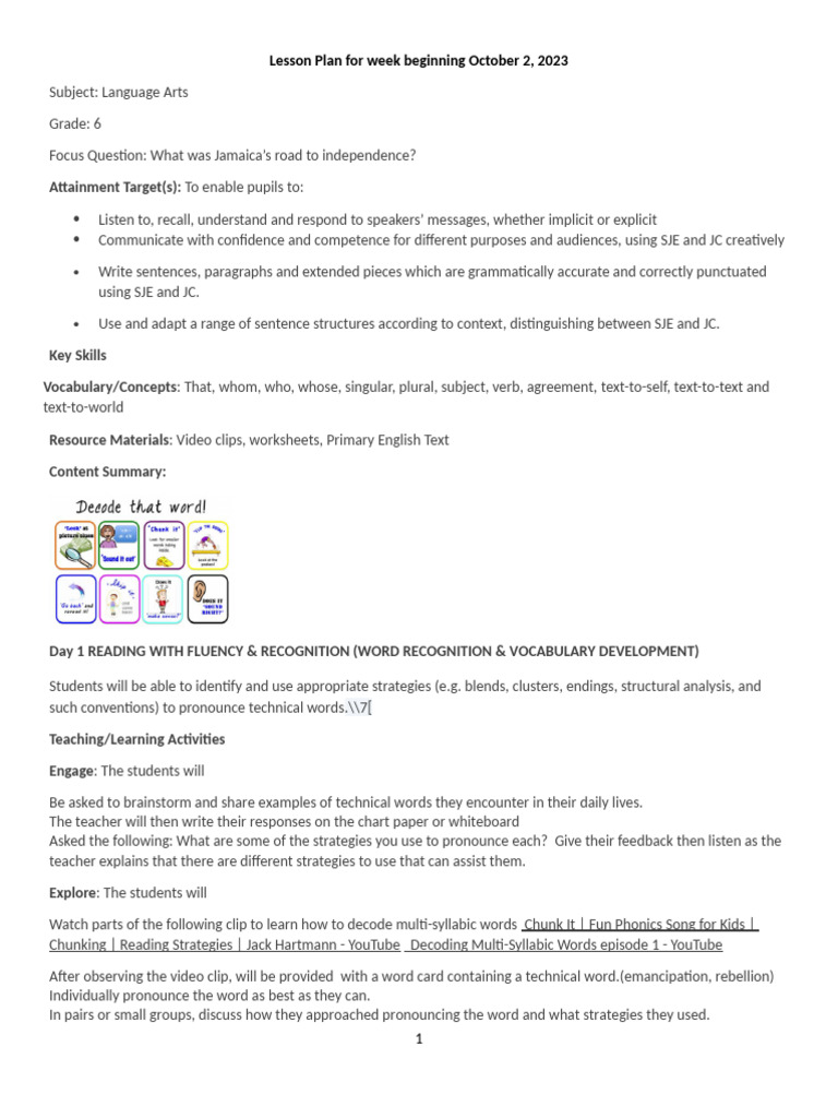 Lesson Plan For Week Beginning October 2 | PDF | Climate Change | Speed ...