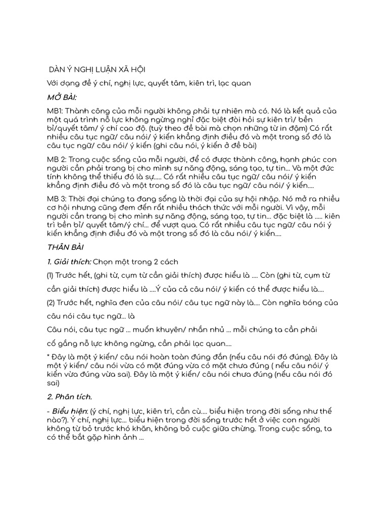 dàn ý nlxh | PDF