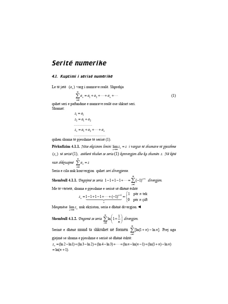 Seritë Numerike: 4.1. Kuptimi I Serisë Numerike | PDF