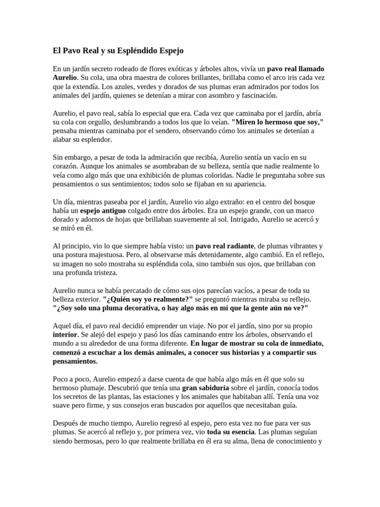 Aurelio: El Pavo Real y su Espejo | PDF