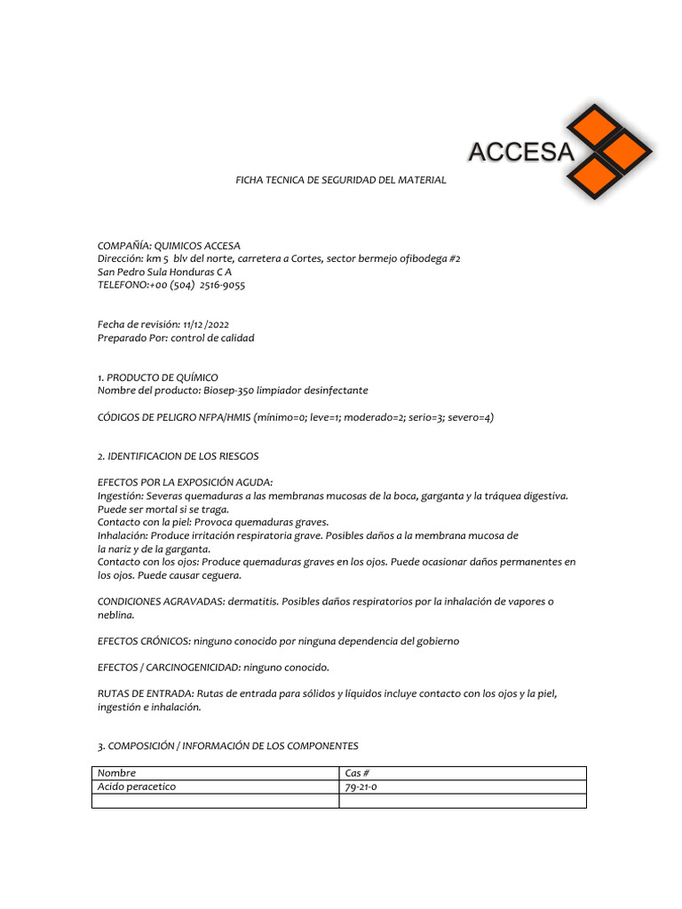 MSDS Biosep-350 2023 | PDF | Agua | Quemar