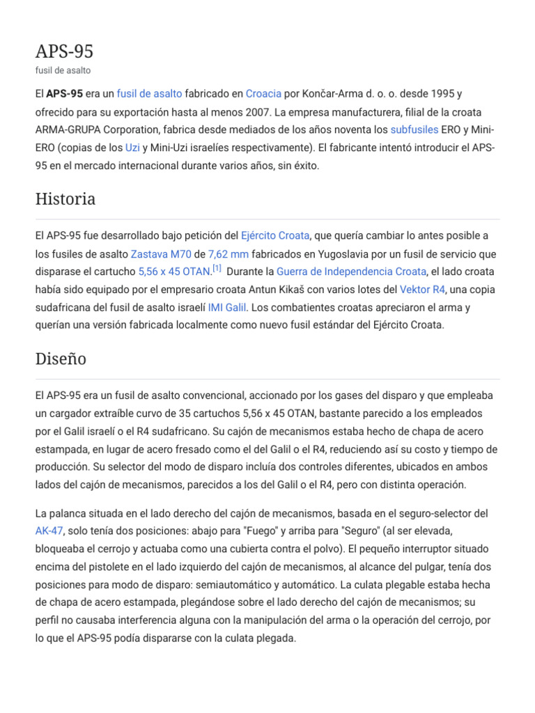 APS-95 - Wikipedia, la enciclopedia libre | PDF | Balística | Diseño de ...