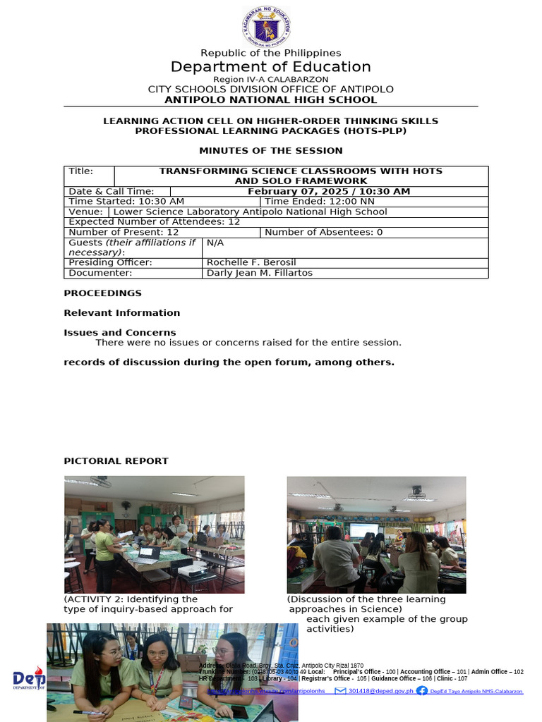 LAC-2425-HOTS-PLP-MINUTES | PDF | Intelligence | Cognition