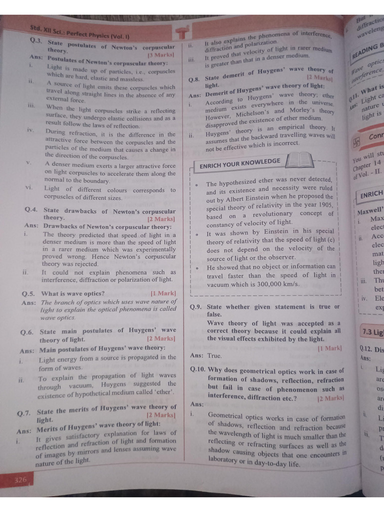 Wave Optics Class 12th HSC Maharastra | PDF