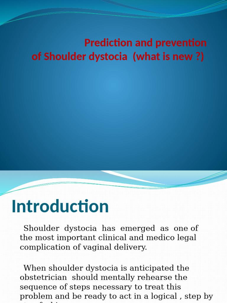 Shoulder Dystocia: Prediction & Management | PDF | Childbirth ...