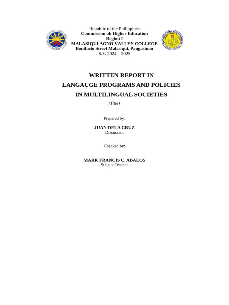 LPPMS Written Report Template | PDF