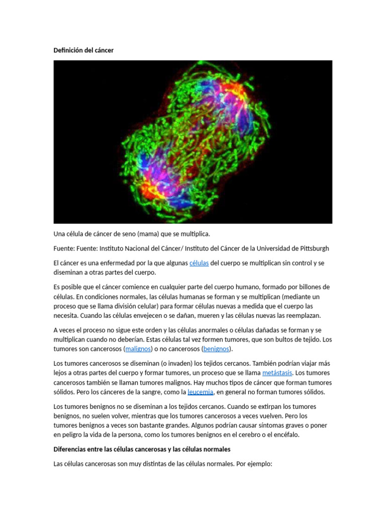 Definición Del Cáncer | PDF | Cáncer | Neoplasias