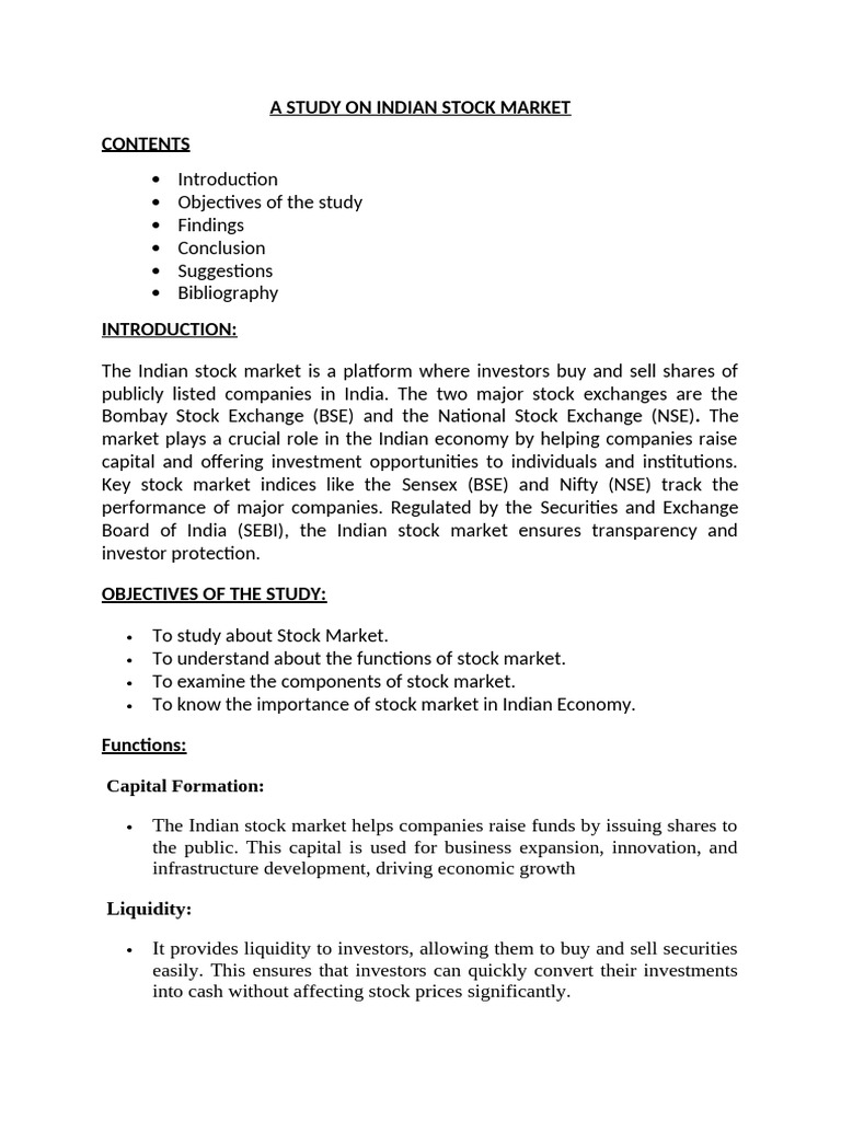 Eco Project On Stock Market | PDF | Financial Markets | Stock Market