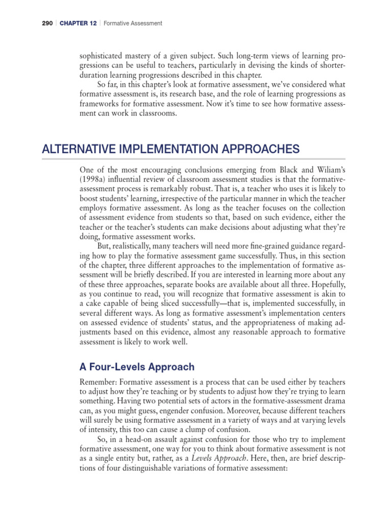 Four Levels of Formative Assessment | PDF | Behavioural Sciences ...