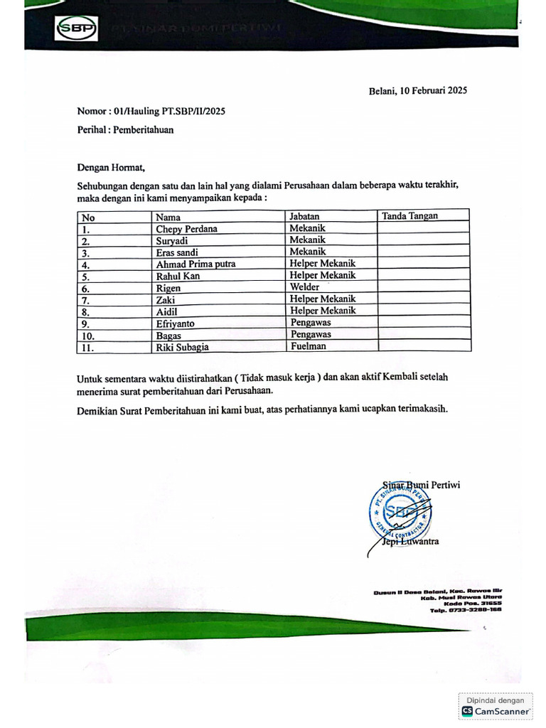 Surat Pemberitahun SBP HJJ | PDF