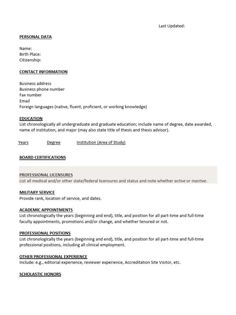 CV Template | PDF | Thesis | Academic Degree