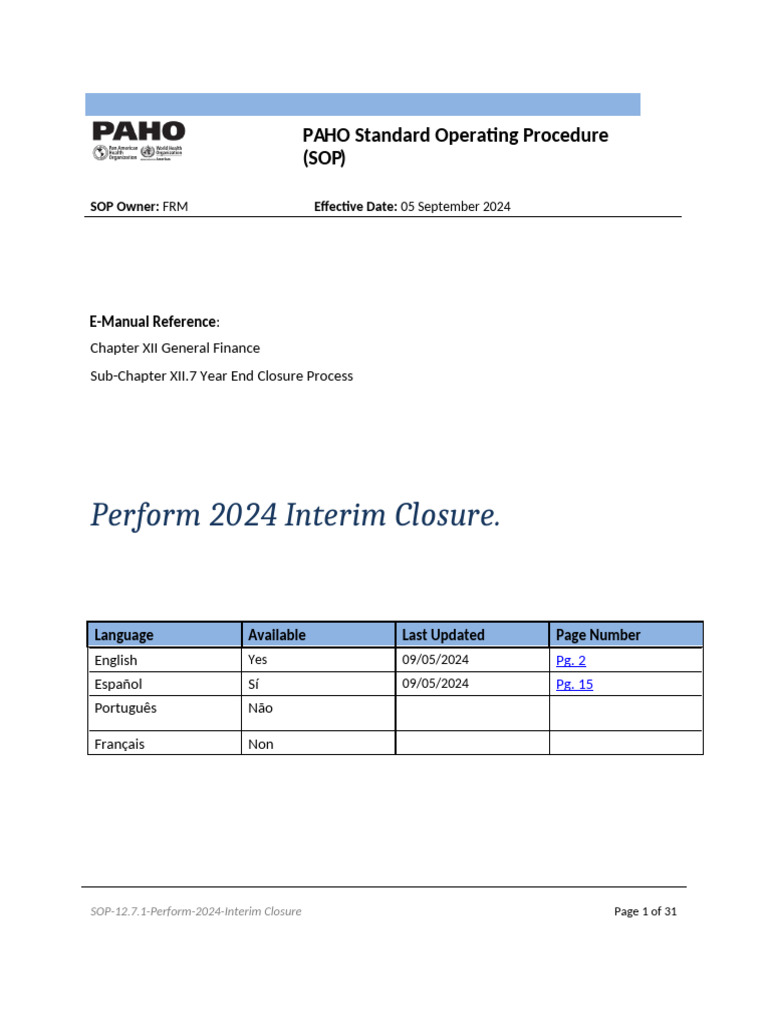 SOP 12.7.1 Perform 2024 Interim Closure | PDF | Accounts Payable ...