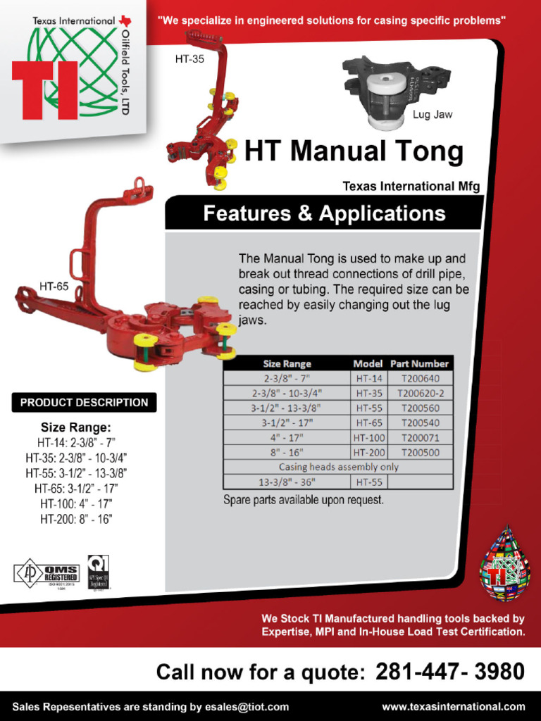 TI MFG Manual Tong Brochure HQ | PDF