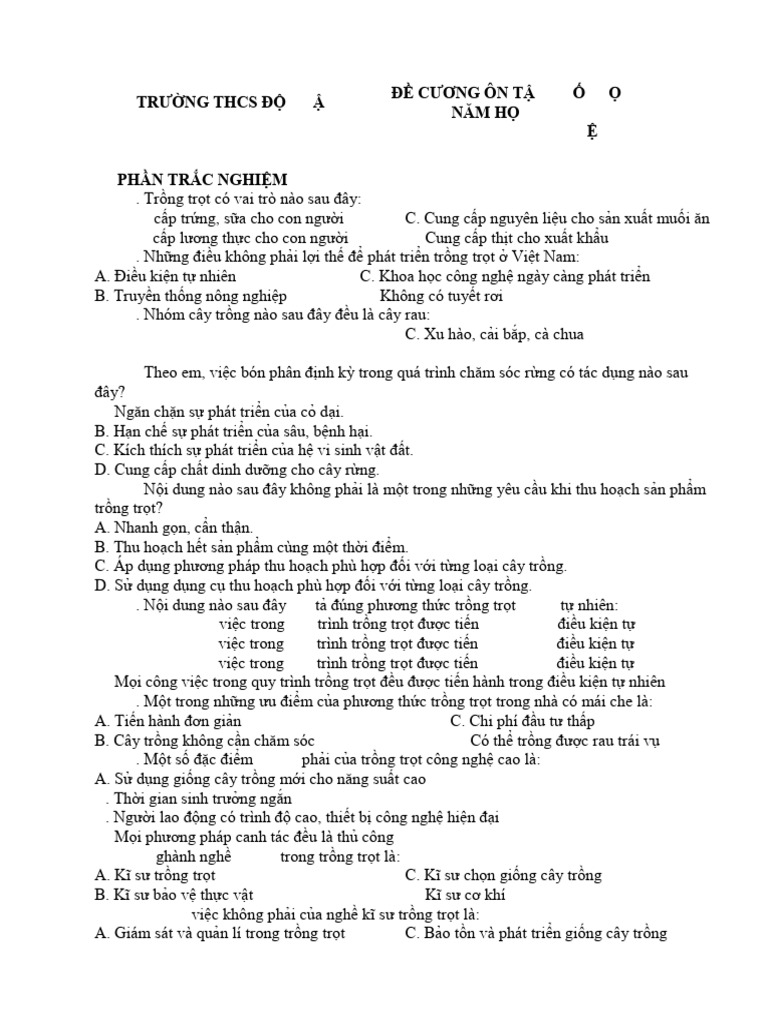 3 THCS DOC LAP - HD ON TAP - CONG NGHE 7 - DE CUONG CUOI KI 1 - 2024-2025 c6d81 | PDF