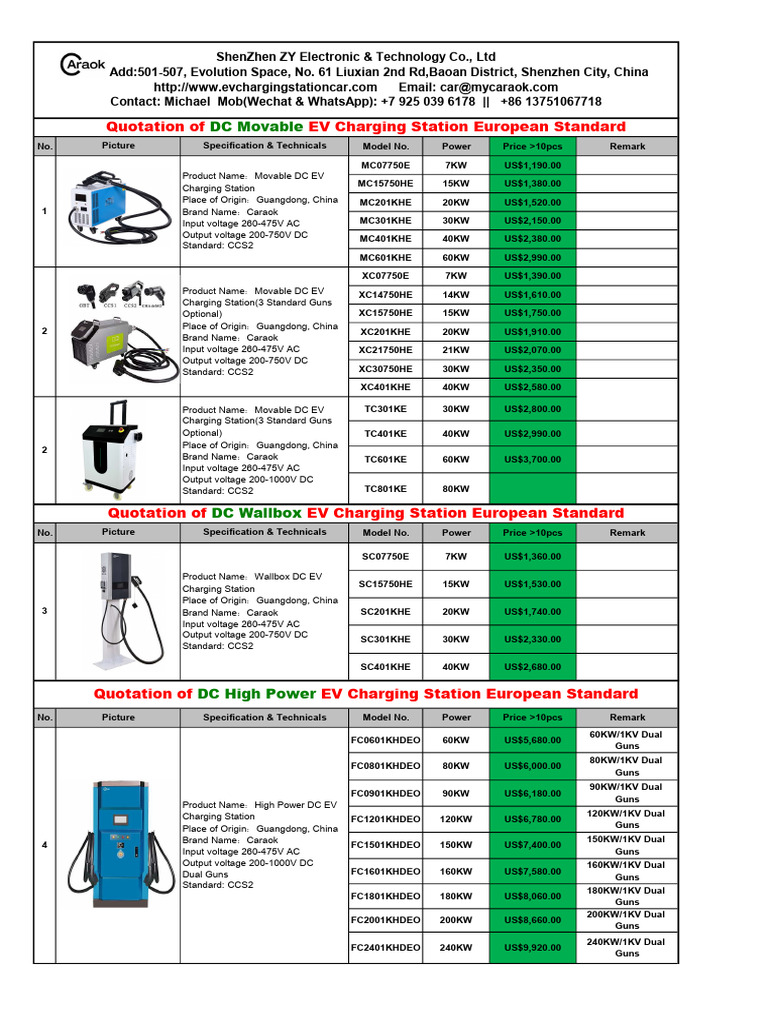1 DCEVChargingStation ZYCaraok-CCS2 | PDF | Manufactured Goods ...