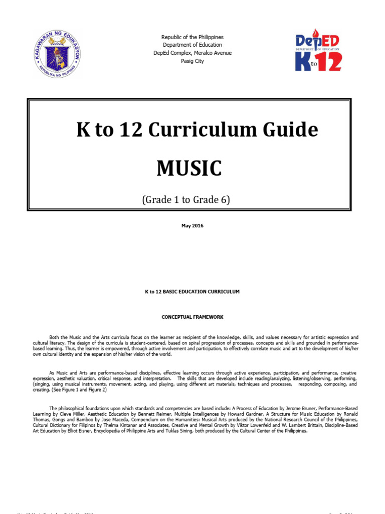 K-12 Music Curriculum Guide for Grades 1-6 | PDF | Rhythm | Curriculum