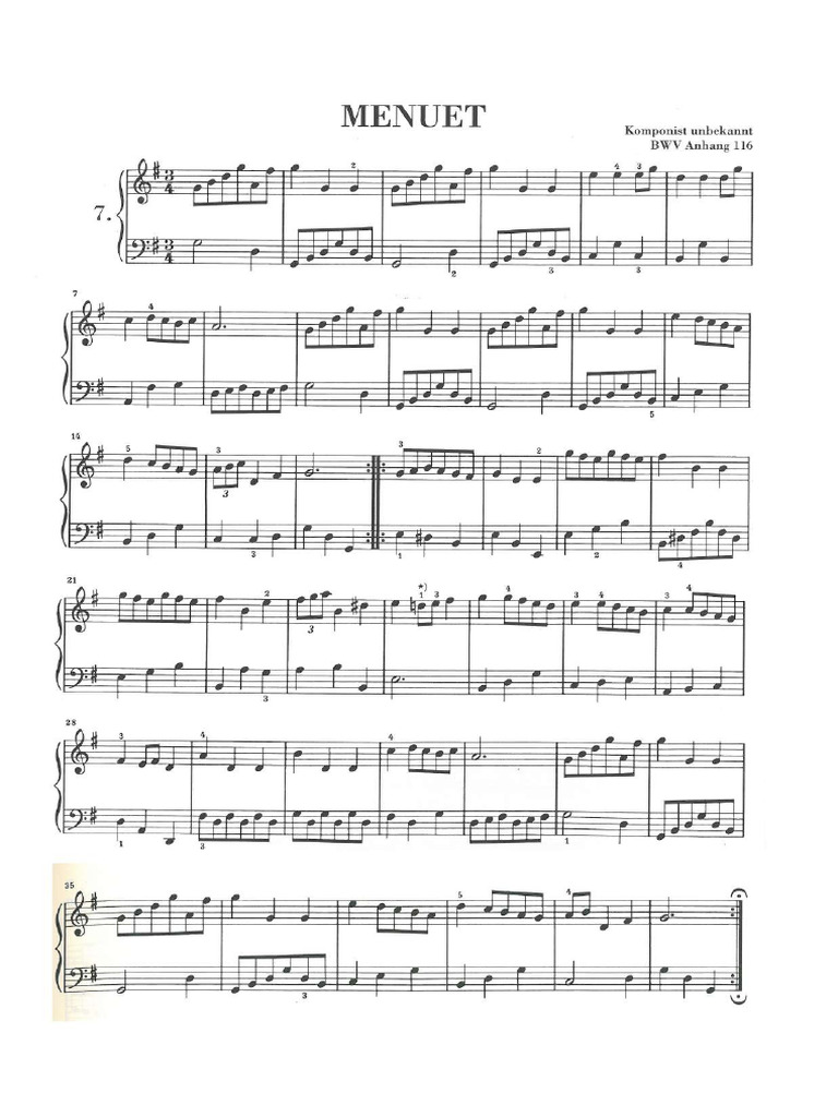 Bach Menuet 116 Orijinal | PDF