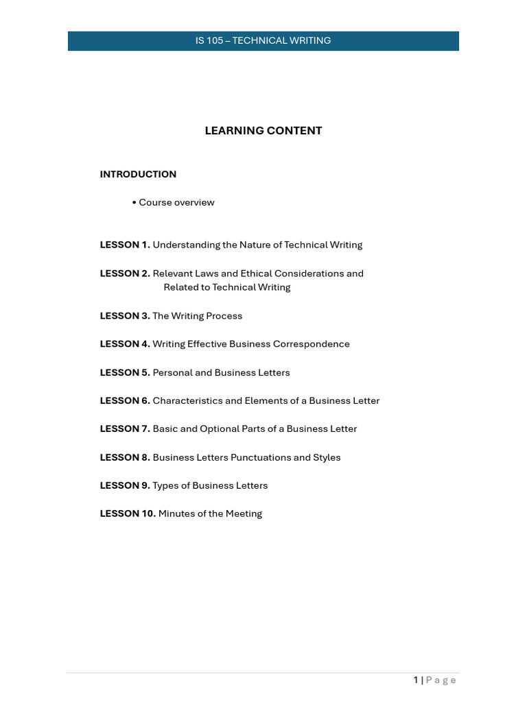 Technical Writing Module Overview | PDF | Communication | Memorandum
