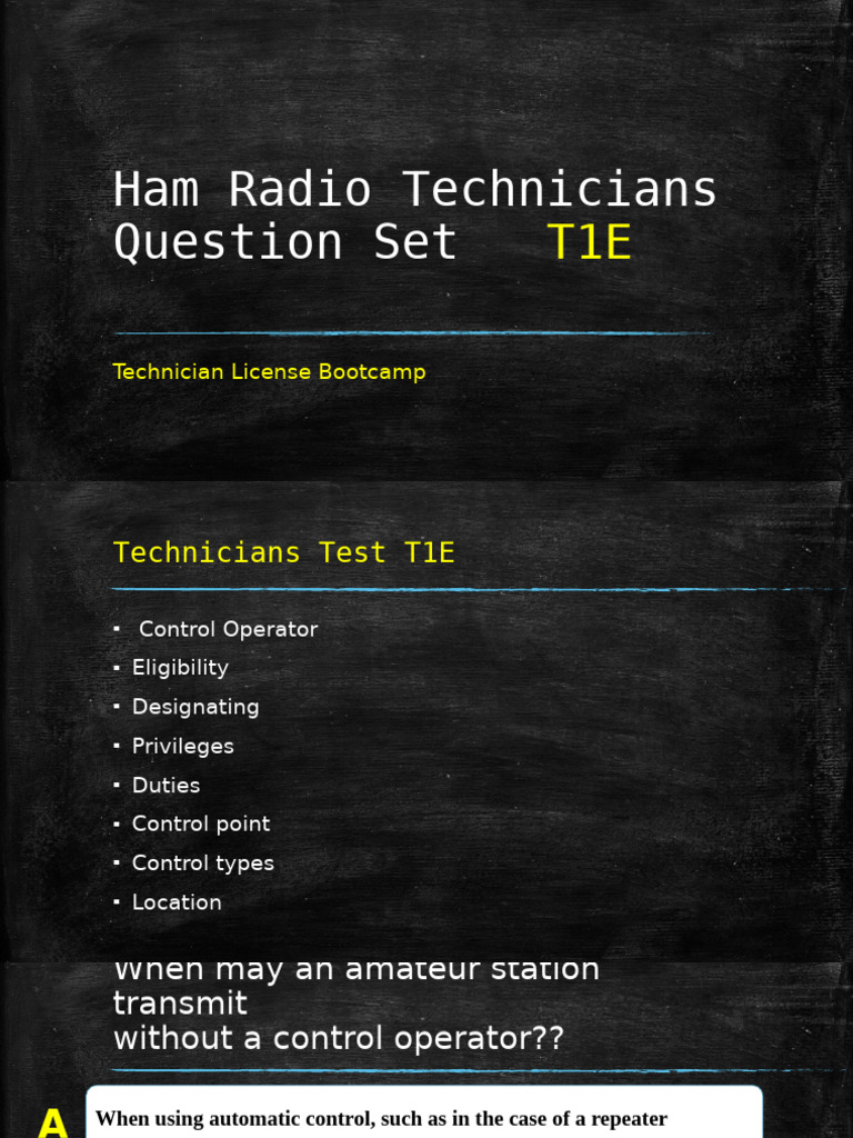 Technician License Exam Questions T1E | PDF | Amateur Radio | Transmitter