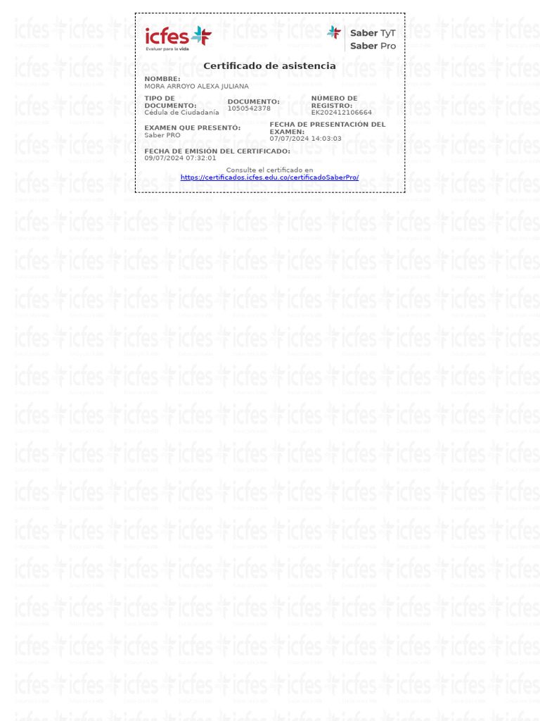 Certificado Saber PRO. | PDF