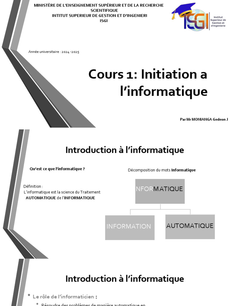 Cours d'Initiation à l'Informatique | PDF | Informatique | USB