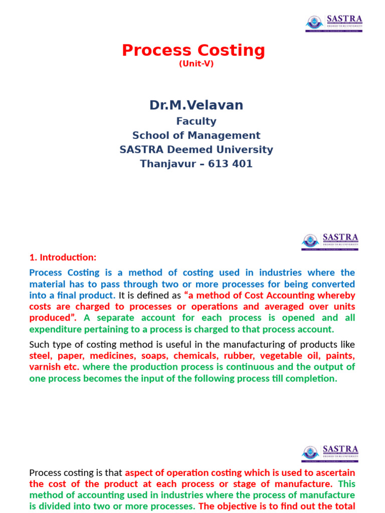 Unit III - Process Costing | PDF | Expense | Debits And Credits