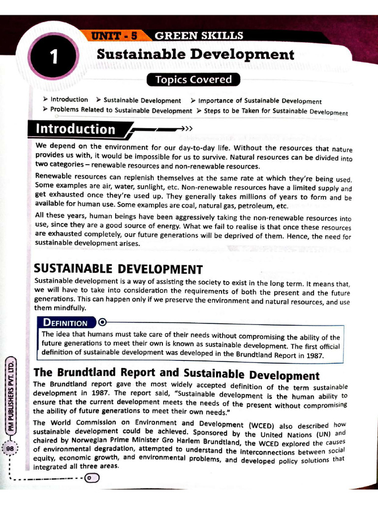 Std10 Unit5 Sustainable Development | PDF