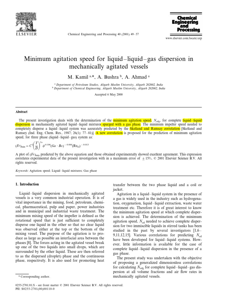 Stirred-3 Minimum Agitation Speed For Liquid-Liquid-Gas Dispersion in ...